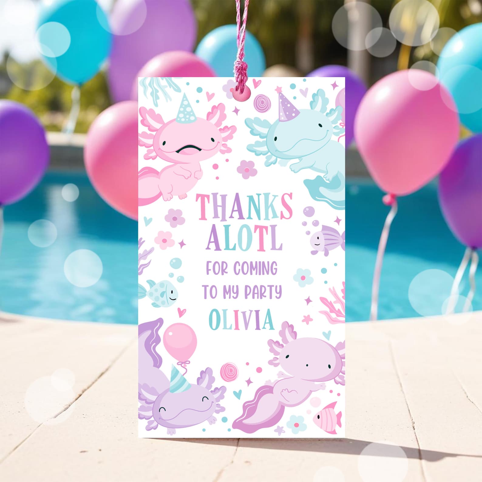 Axolotl Birthday Welcome Sign Editable Axolotl Party Welcome Poster ...