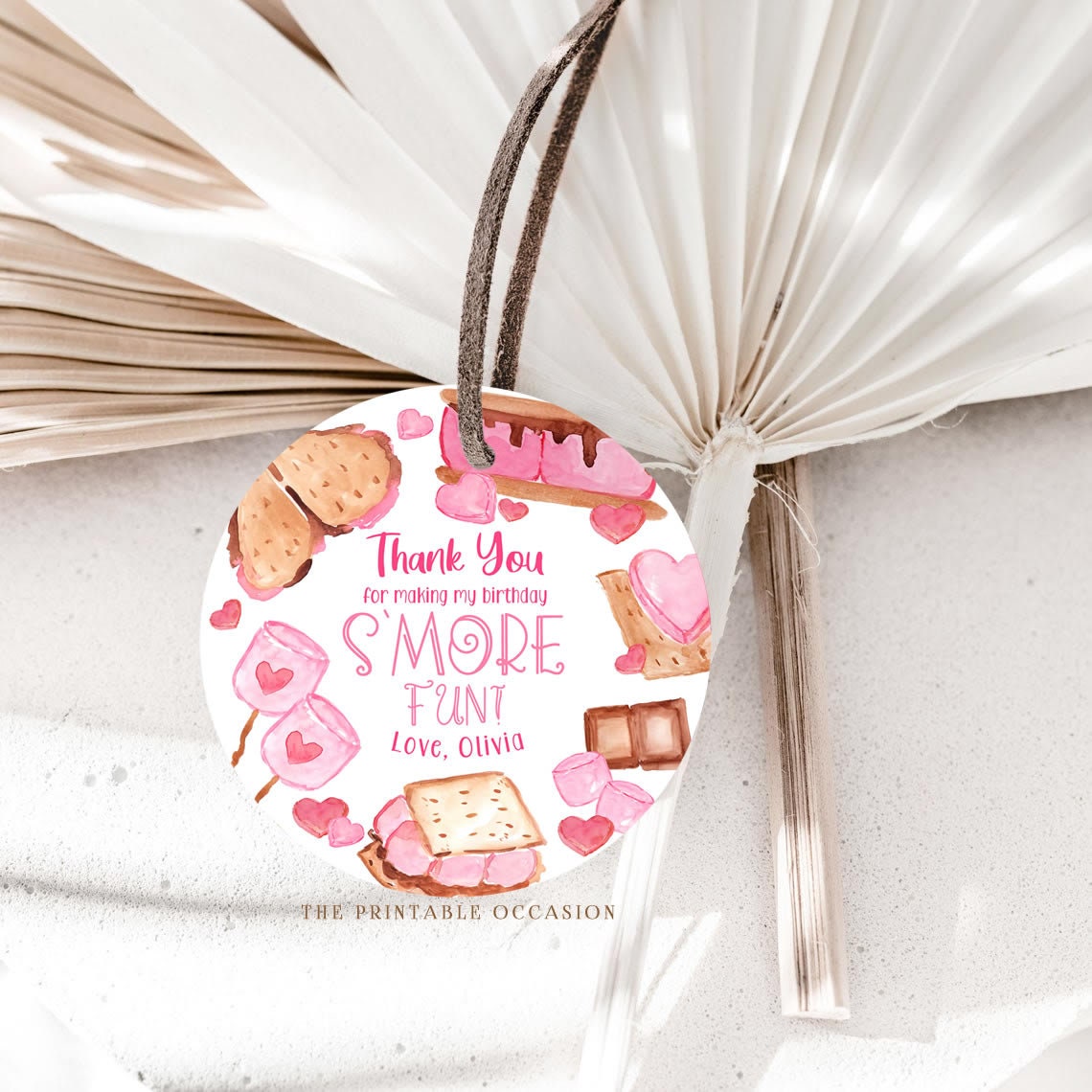 Editable S'mores Birthday Thank You Tags Favor Tags Smore - Etsy