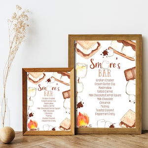 Editable Smores Bar Menu Sign Smores Bar Sign Smores Menu Sign S'mores ...