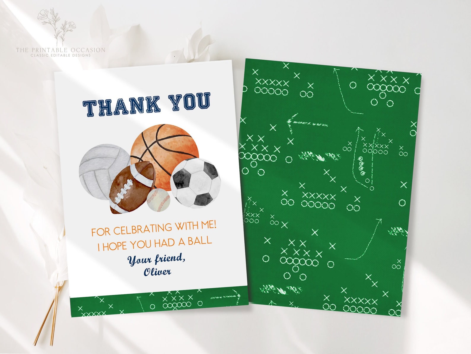 Editable All Sports Thank You Card Template All Sports Thank You Card ...