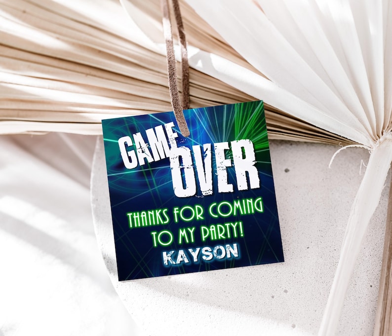 Editable Laser Tag Birthday Favor Tag Template Game Over Party Thank ...