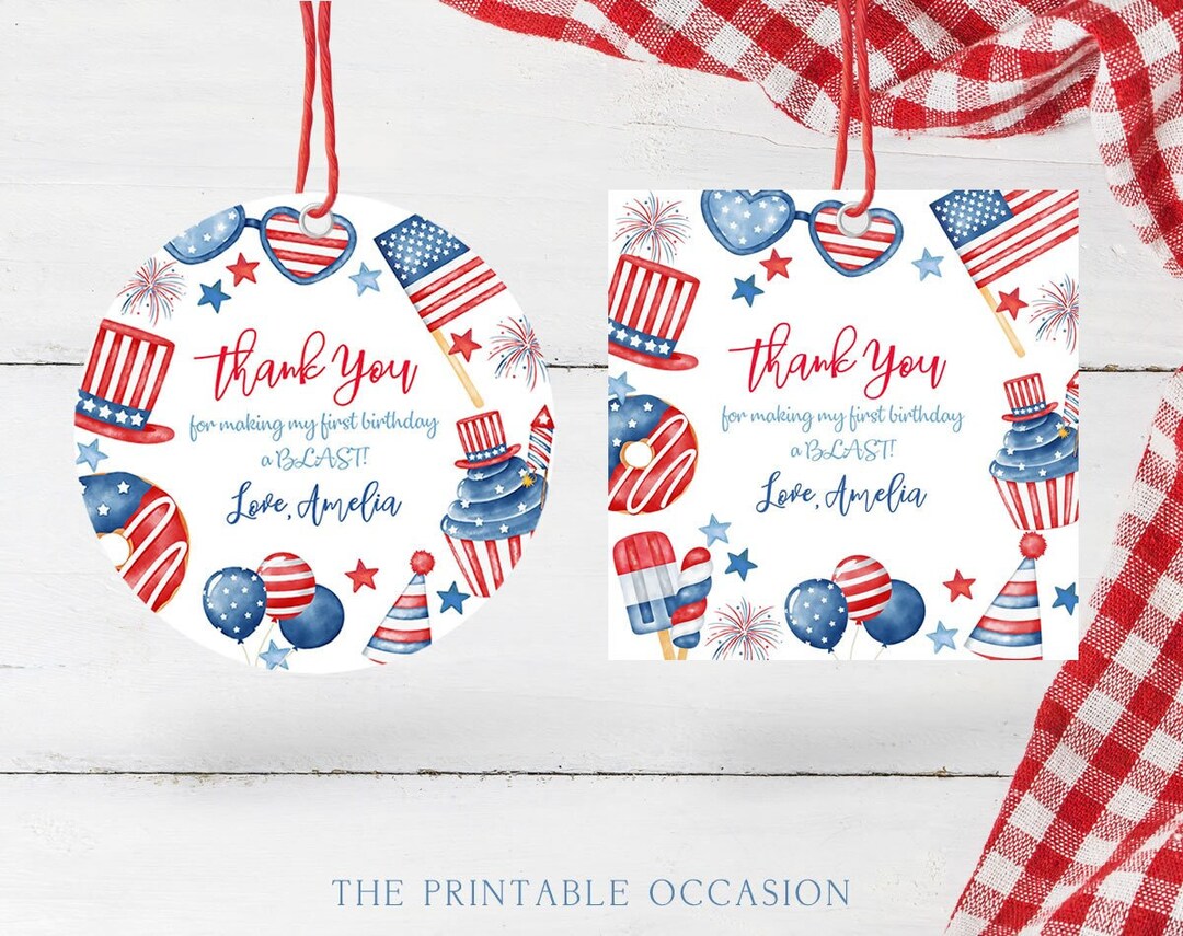EDITABLE 4th of July Birthday Gift Tag Template Fourth of July 4th ...