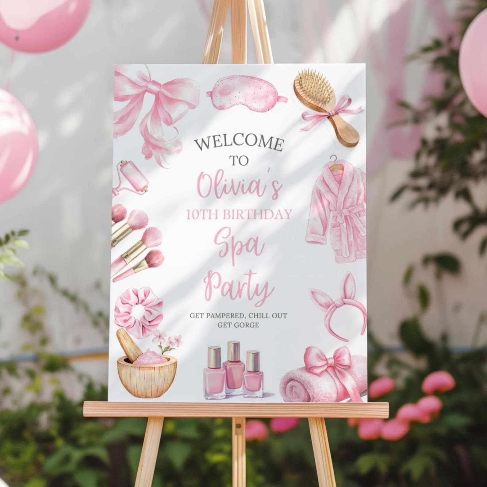Editable Spa Party Welcome Sign Pink Pamper Birthday Poster for Girls ...