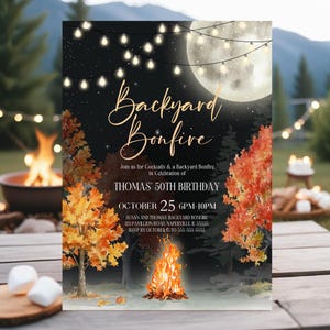 Fall Birthday Bonfire Invitation Fall Bonfire Party Invitation Template ...