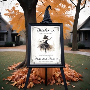 Editable Vintage Witch Halloween Welcome Sign Gothic Halloween Custom ...