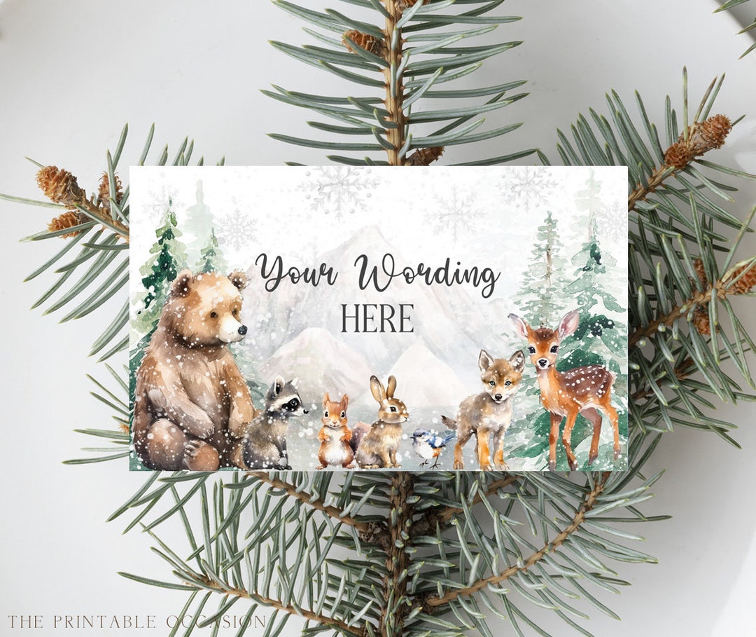 Winter Woodland Editable Place Cards Food Labels Tent Cards Winter ...