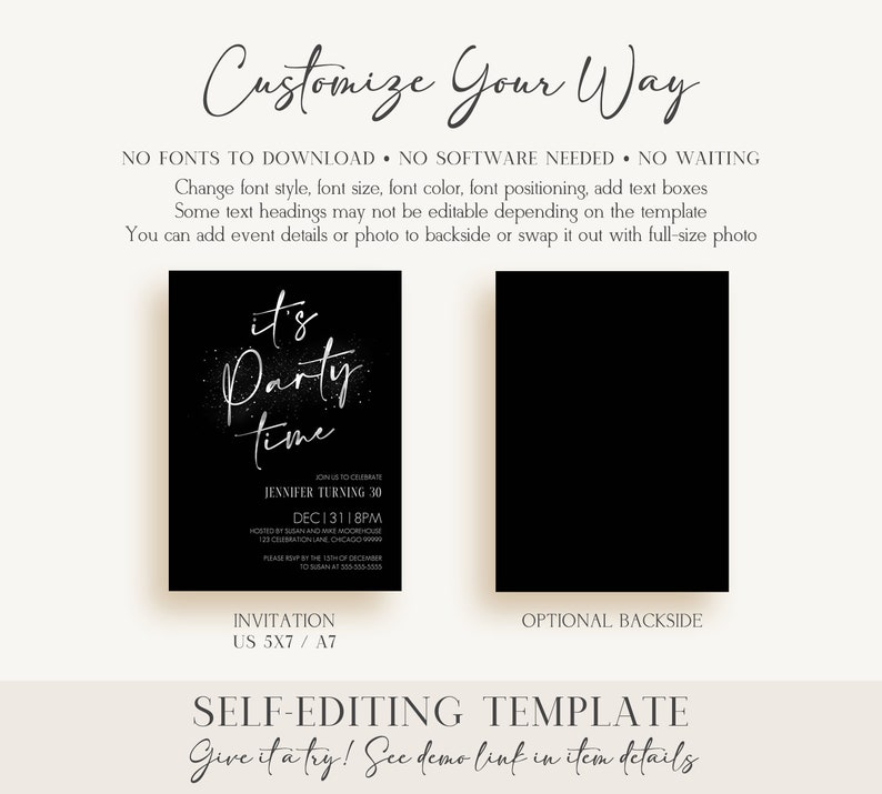 It's Party Time Evite & Printable Invitation Template - Etsy