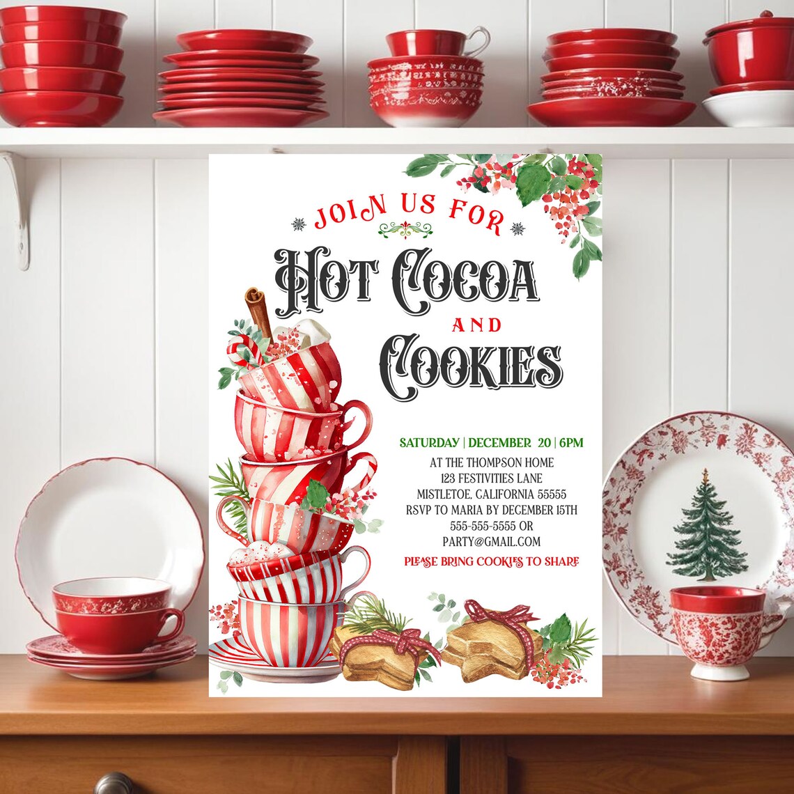 Hot Cocoa and Cookies Invitation Christmas Cookie Party Invite Holiday ...