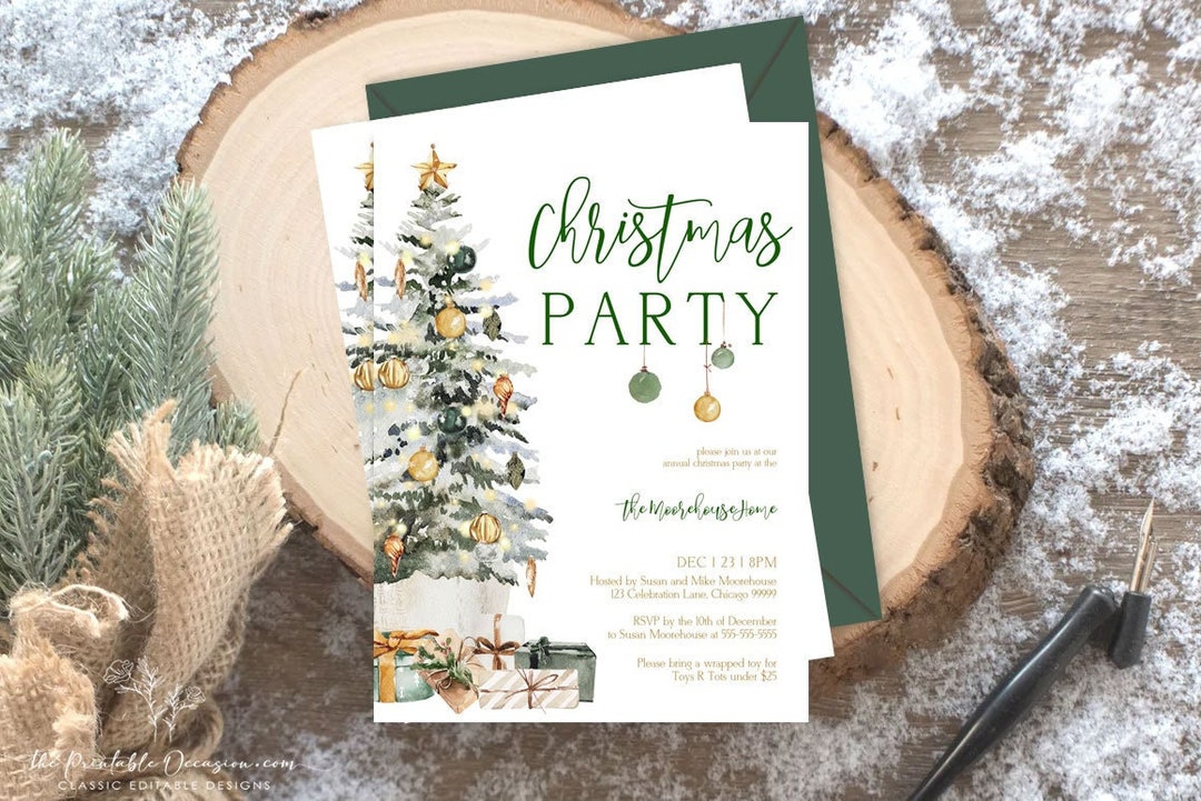 Christmas Holiday Party Invitation Christmas Tree Invitation Template ...