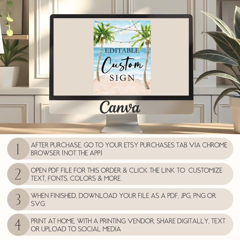 Beach Party Custom Table Sign Editable Tropical Birthday Table Decor ...