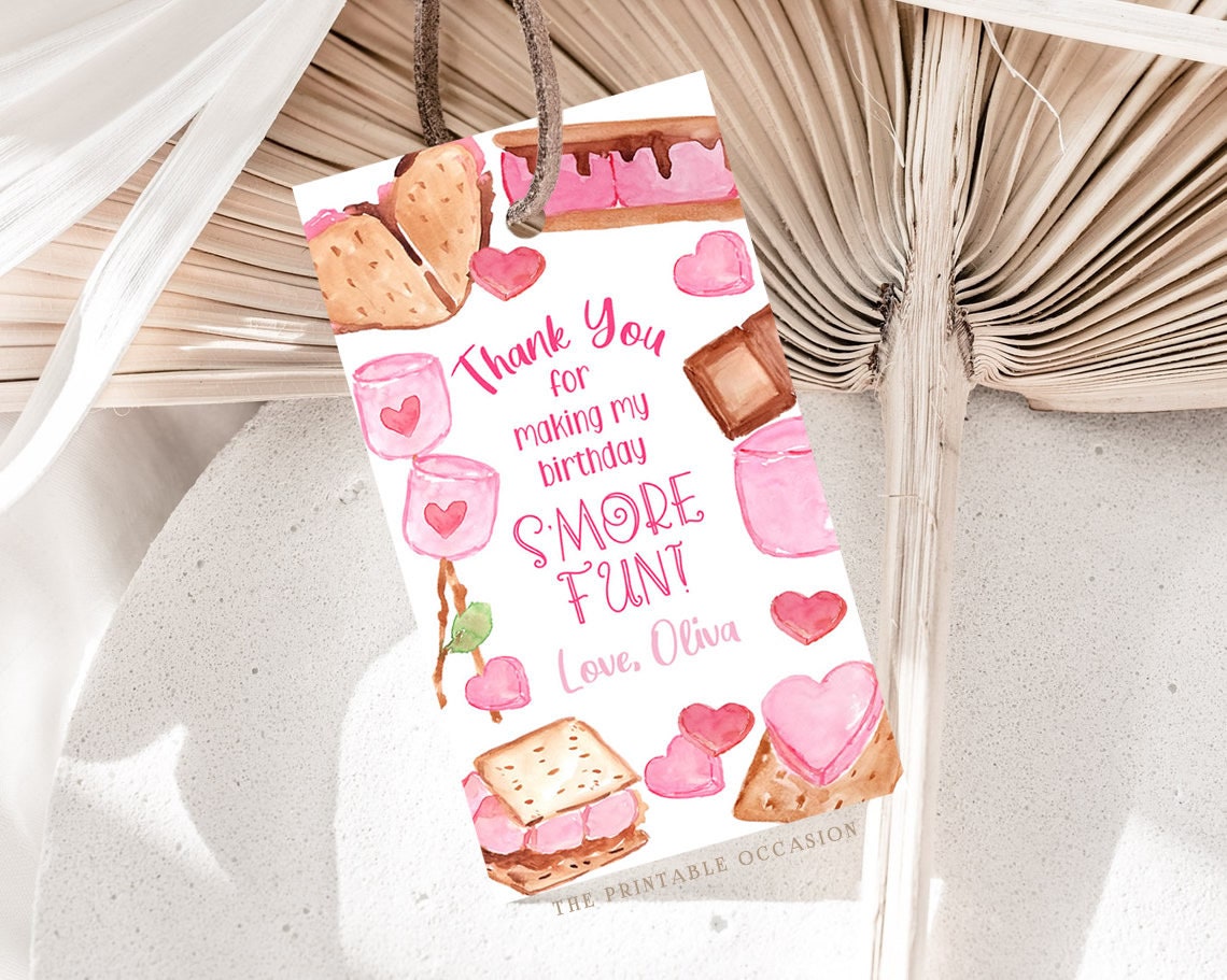 EDITABLE S'mores Birthday Thank You Tags Favor Tags Smore - Etsy