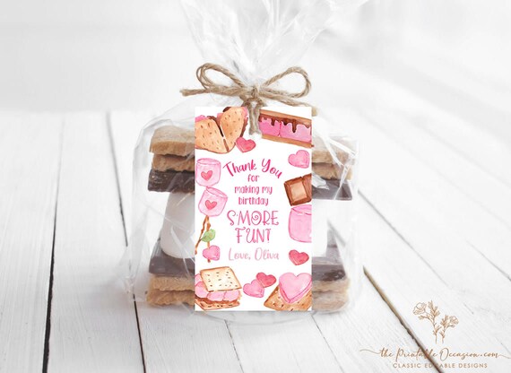 EDITABLE Girls Smores Birthday Thank You Tags Favor Tags Smore Fun ...