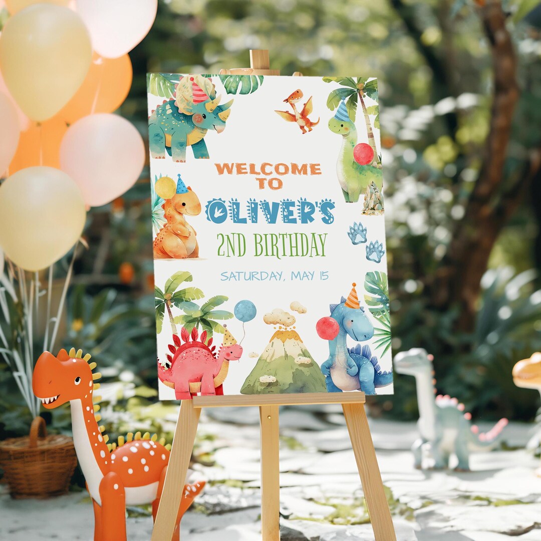 Editable Dinosaur Welcome Sign Template Dinosaur 1st Birthday Welcome ...