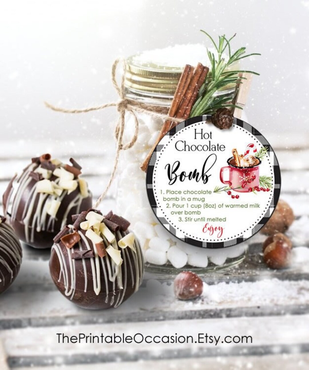 EDITABLE Christmas Hot Chocolate Bomb Tags Winter Hot Cocoa Bomb Labels ...