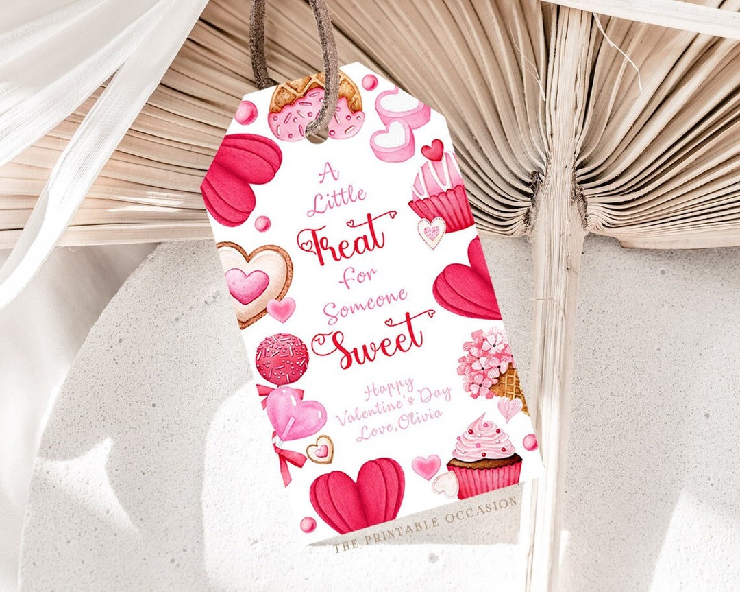 EDITABLE Valentine Sweet Treat Favor Tag Hearts Treat Bag Tag Baby ...
