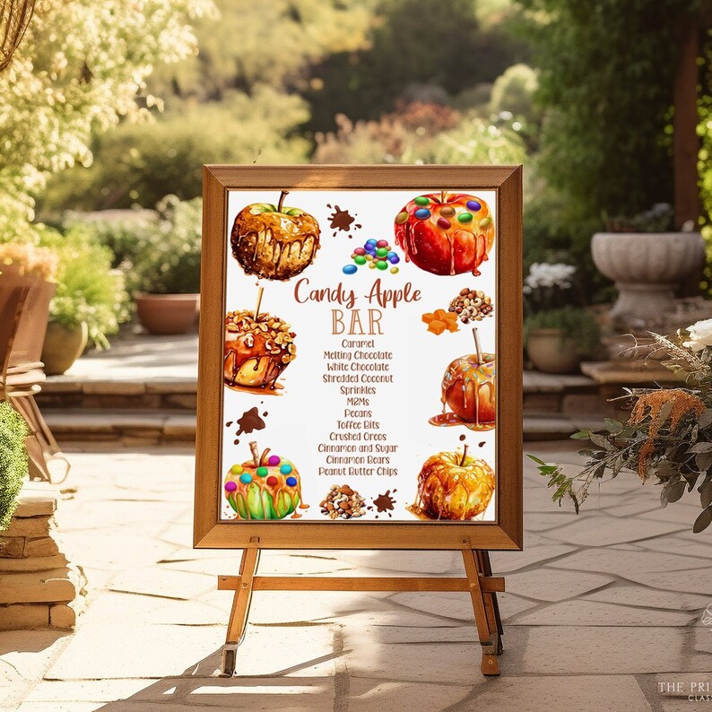 Editable Caramel Apple Bar Menu Sign Candy Apple Bar Sign Caramel Apple ...