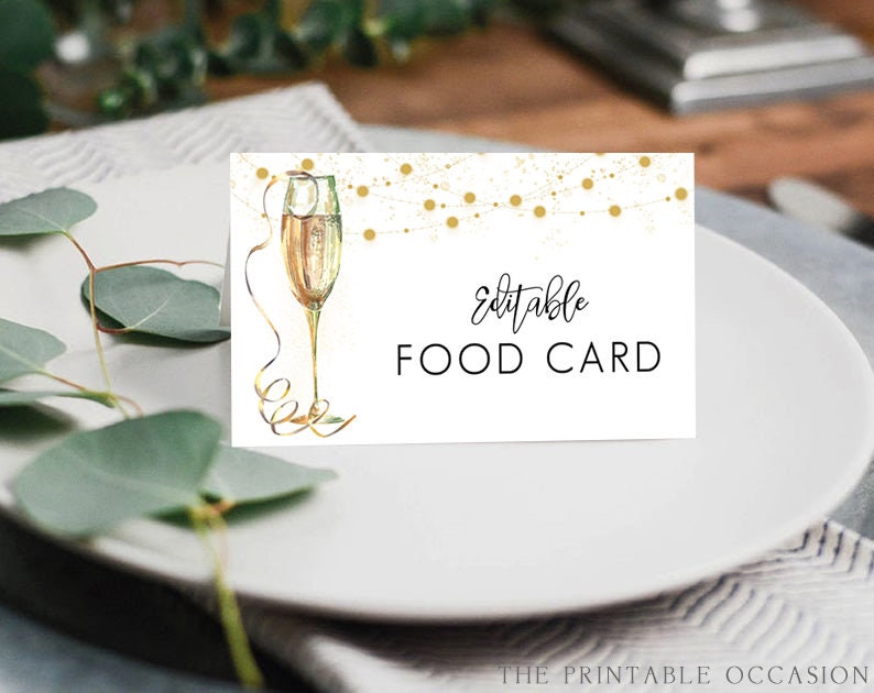 New Years Eve Party Food Tent Cards Template, New Years Eve Countdown ...