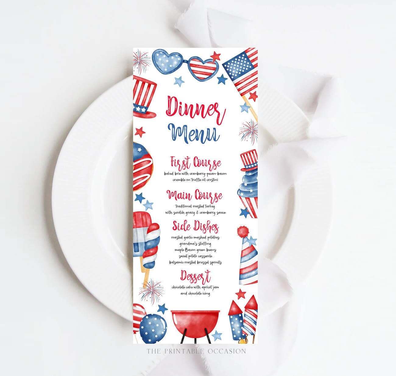 Printable 4th Of July Menu