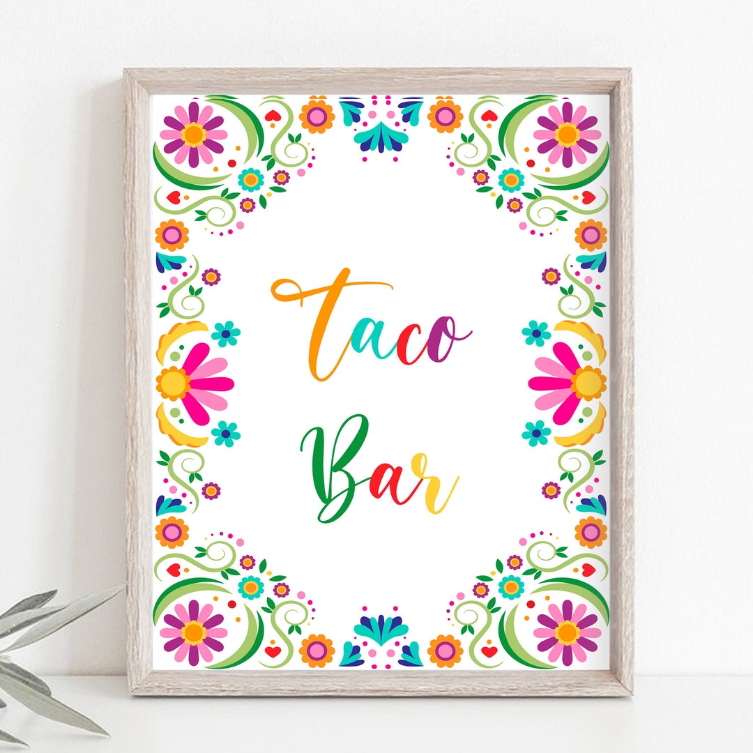 Fiesta Taco Bar Sign Fiesta Theme Bridal Shower Baby Shower Decor ...