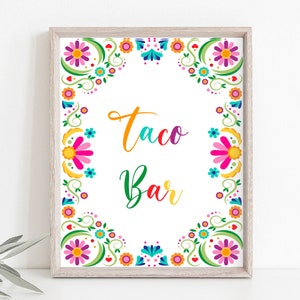 Fiesta Taco Bar Sign Fiesta Theme Bridal Shower Baby Shower Decor ...