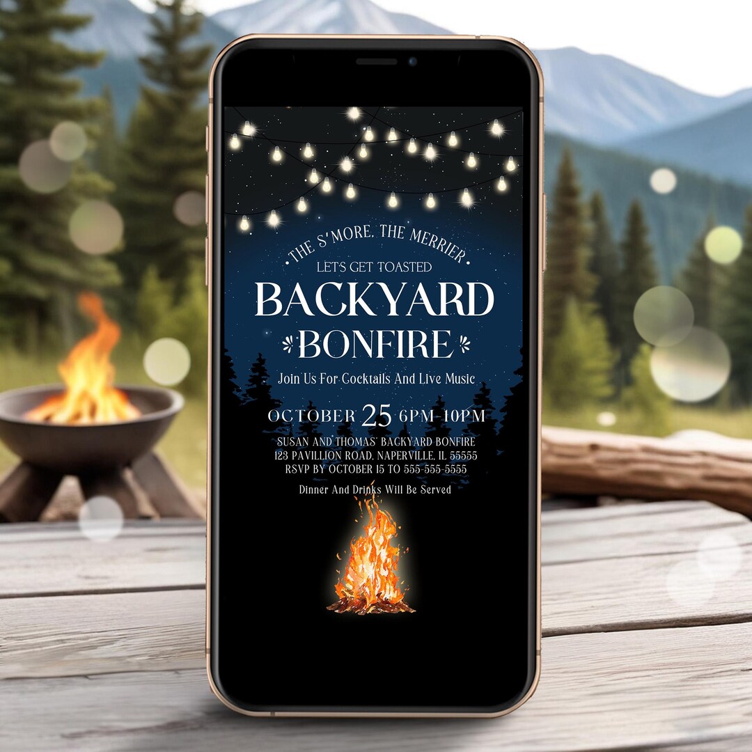 Bonfire Birthday Invitation Bonfire Birthday Evite Summer Bonfire ...