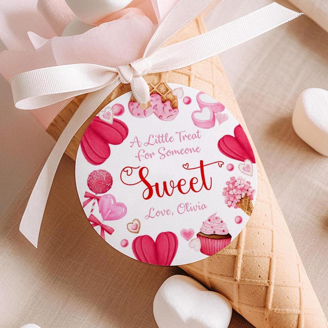 EDITABLE Valentine Sweet Treat Favor Tag Hearts Treat Bag Tag Baby ...