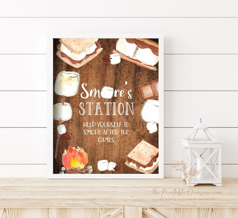 Rustic Smores Table Sign Template Editable Smores Party Food - Etsy