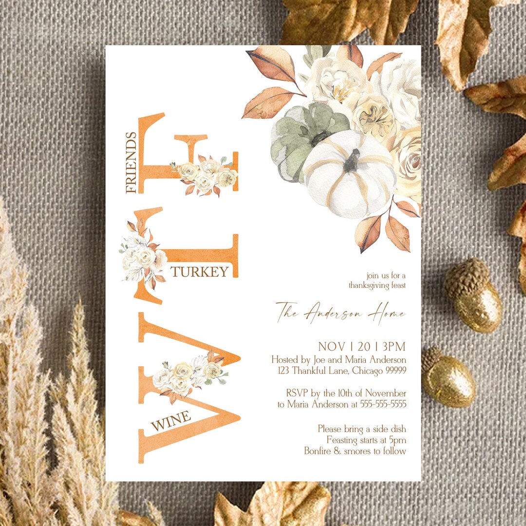 WTF Friendsgiving Dinner Invitation Template Editable Funny WTF ...