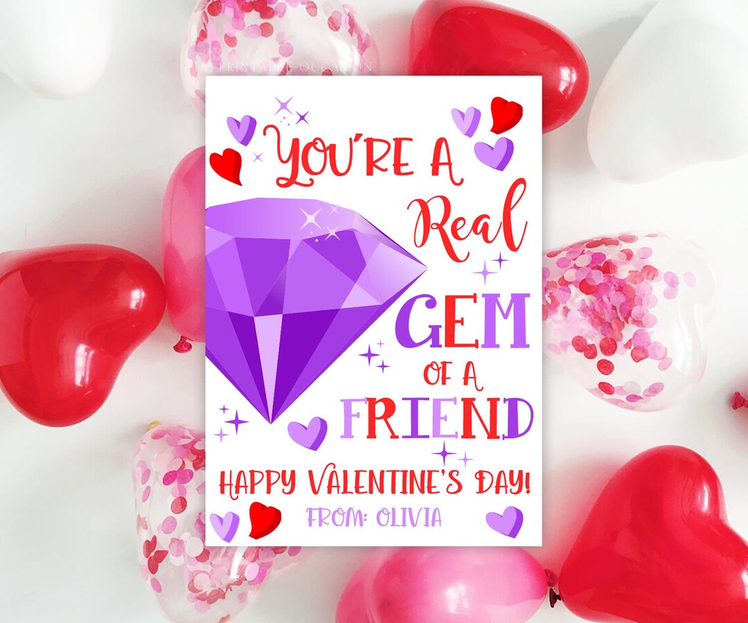 EDITABLE Ring Valentine Tags You're a Real Gem School Valentines Day ...