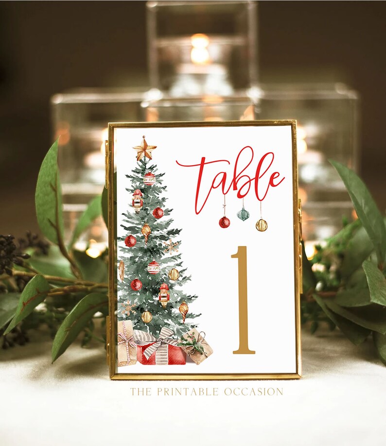 Editable Christmas Party Table Numbers Printable Holiday Table Numbers ...
