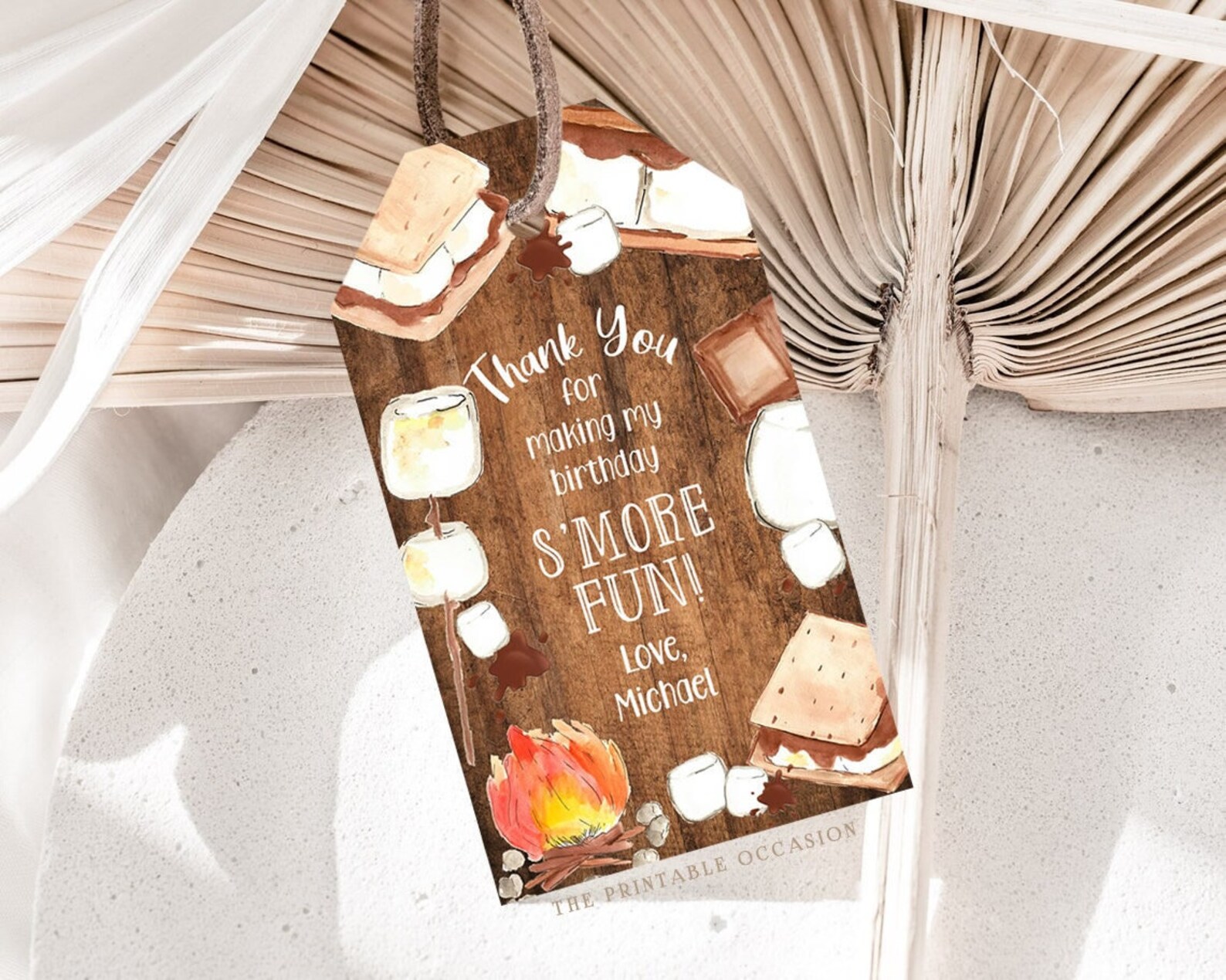 Rustic Smores Birthday Thank You Tags Favor Tag Rustic Smore Fun Smores ...