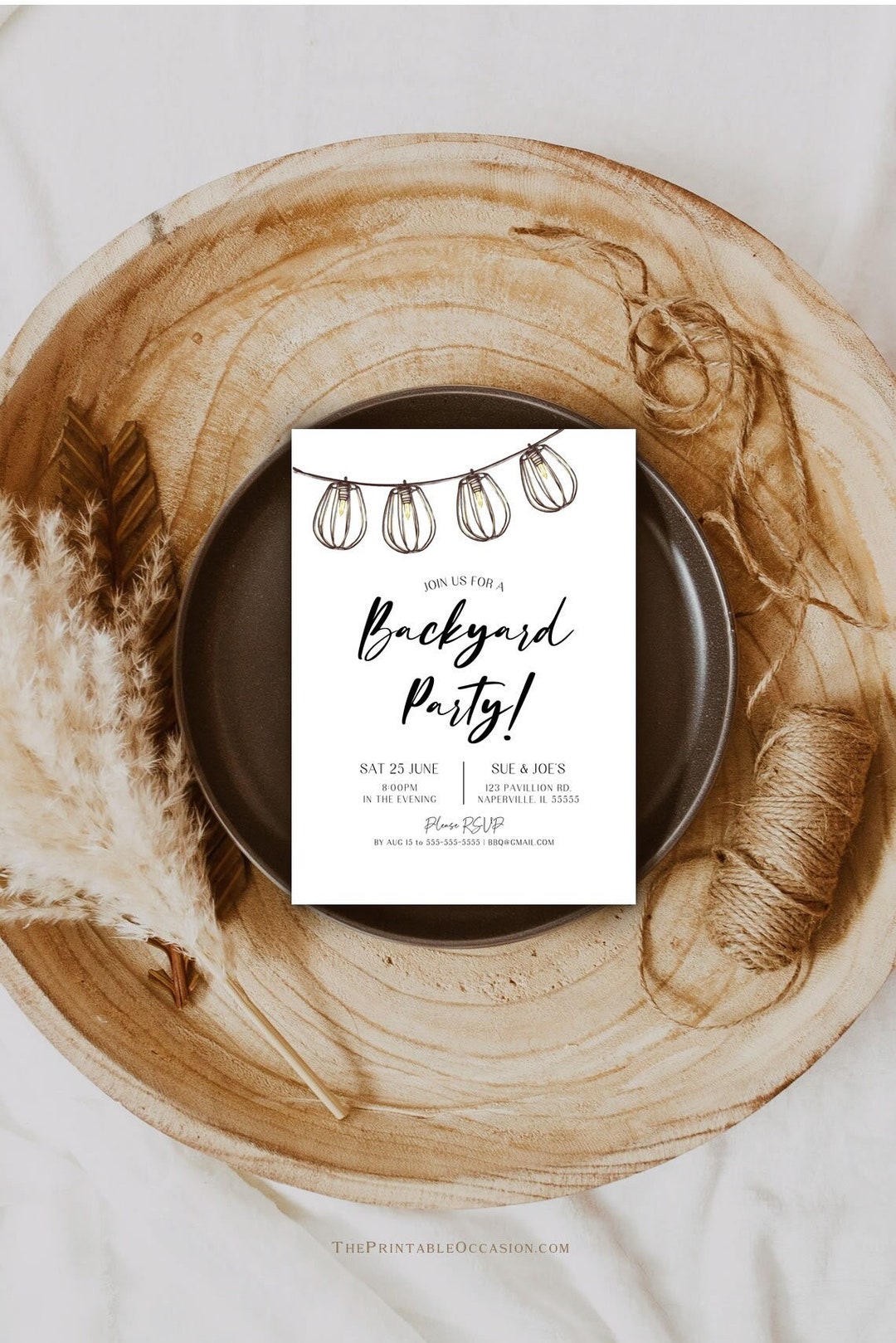 EDITABLE Rustic Backyard Party Invitation Template Backyard - Etsy