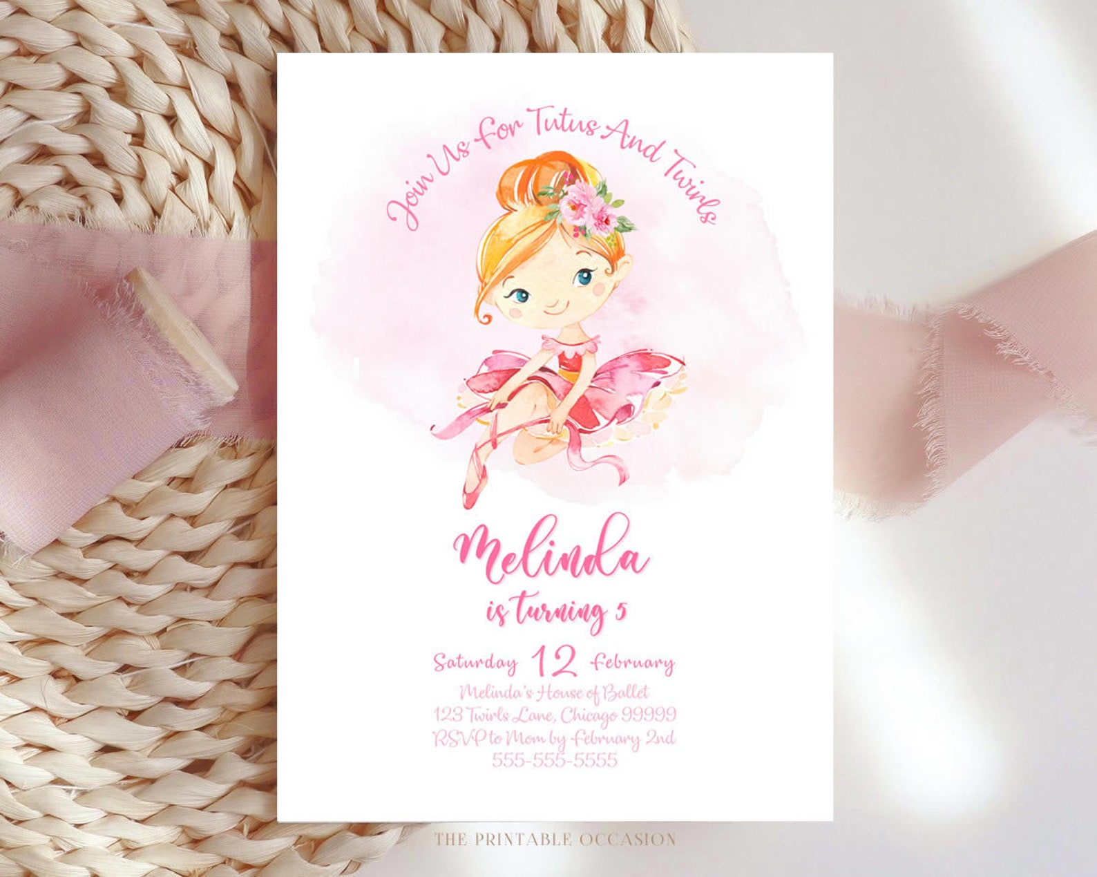 EDITABLE Ballerina Invitation Template Blonde Hair Ballerina - Etsy
