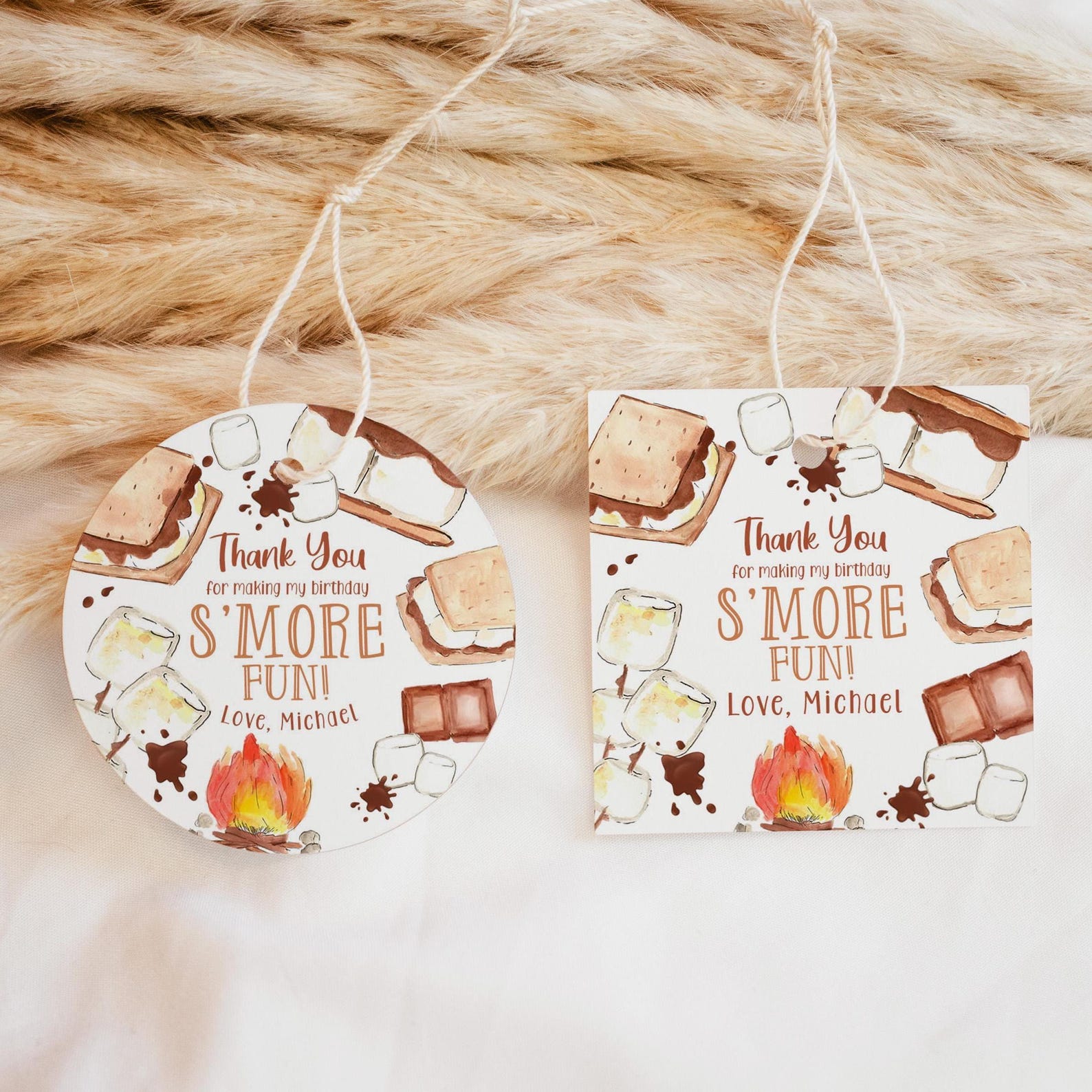 Editable Smores Birthday Thank You Tags Smore Favor Tags Smore Fun ...
