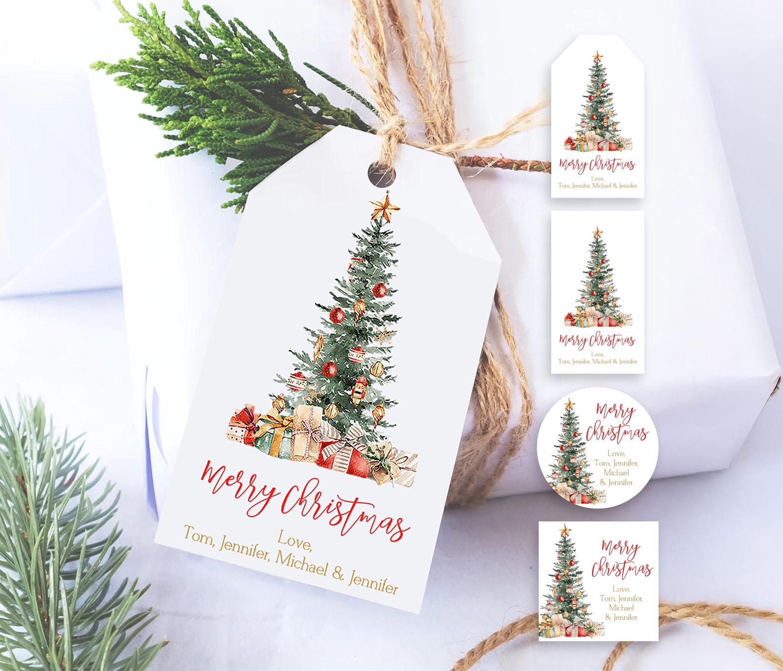 Editable Christmas Favor Tags Holiday Gift Tags Merry Christmas Holiday ...