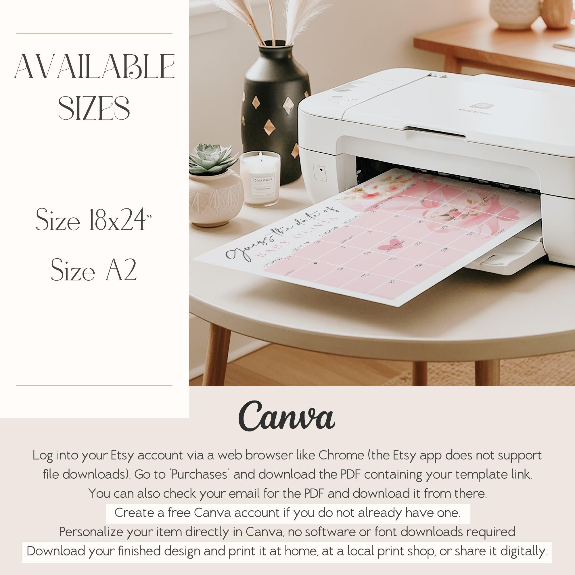 Pink Bow Baby Shower Due Date Calendar Sign Baby Coquette Bow Arrival ...