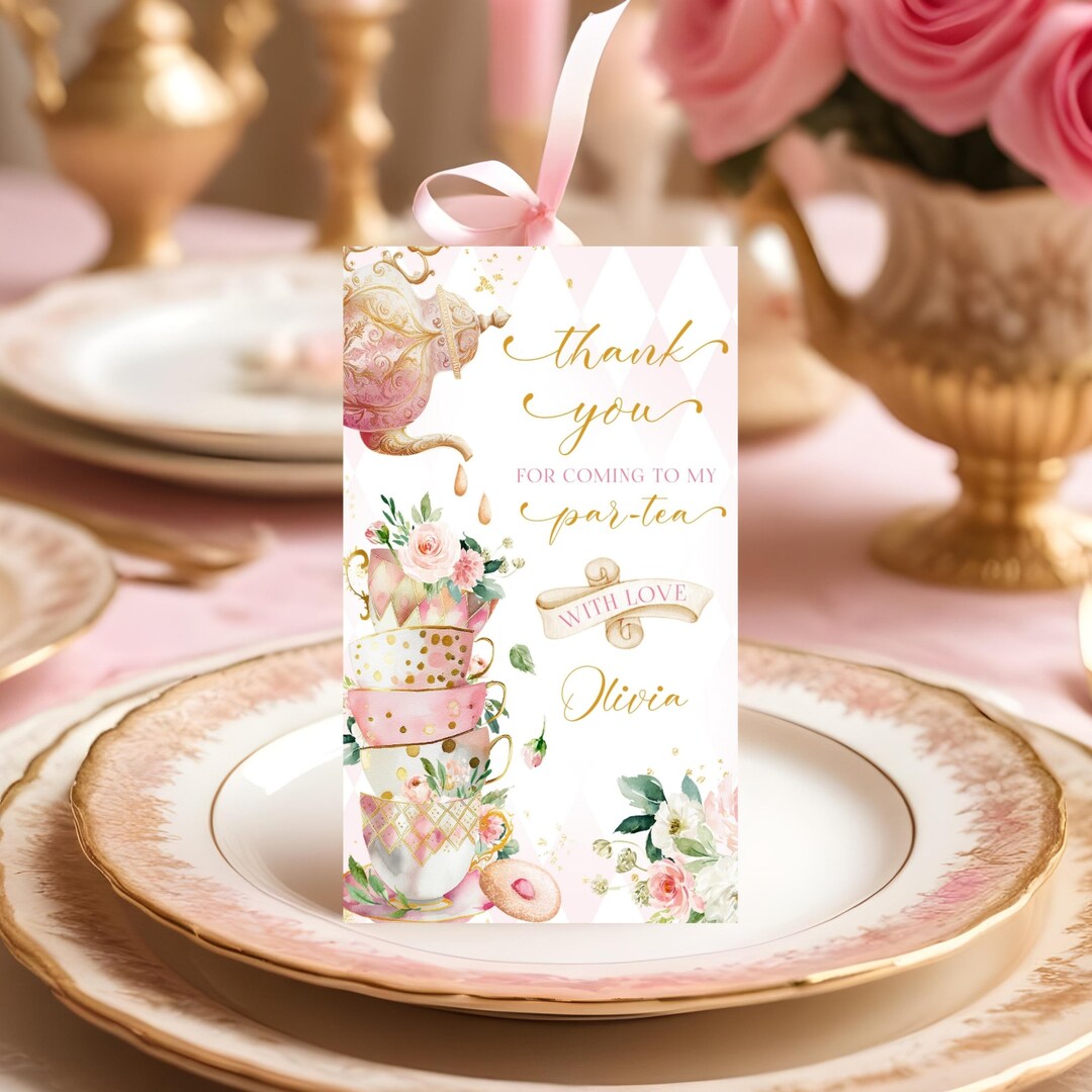 Editable Tea Party Favor Tags Template Printable Tea Party Thank You