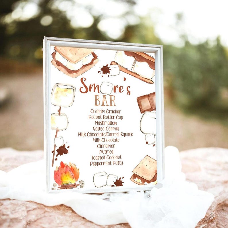 Editable Smores Bar Sign Smores Menu Poster Smores Station Sign Smores ...