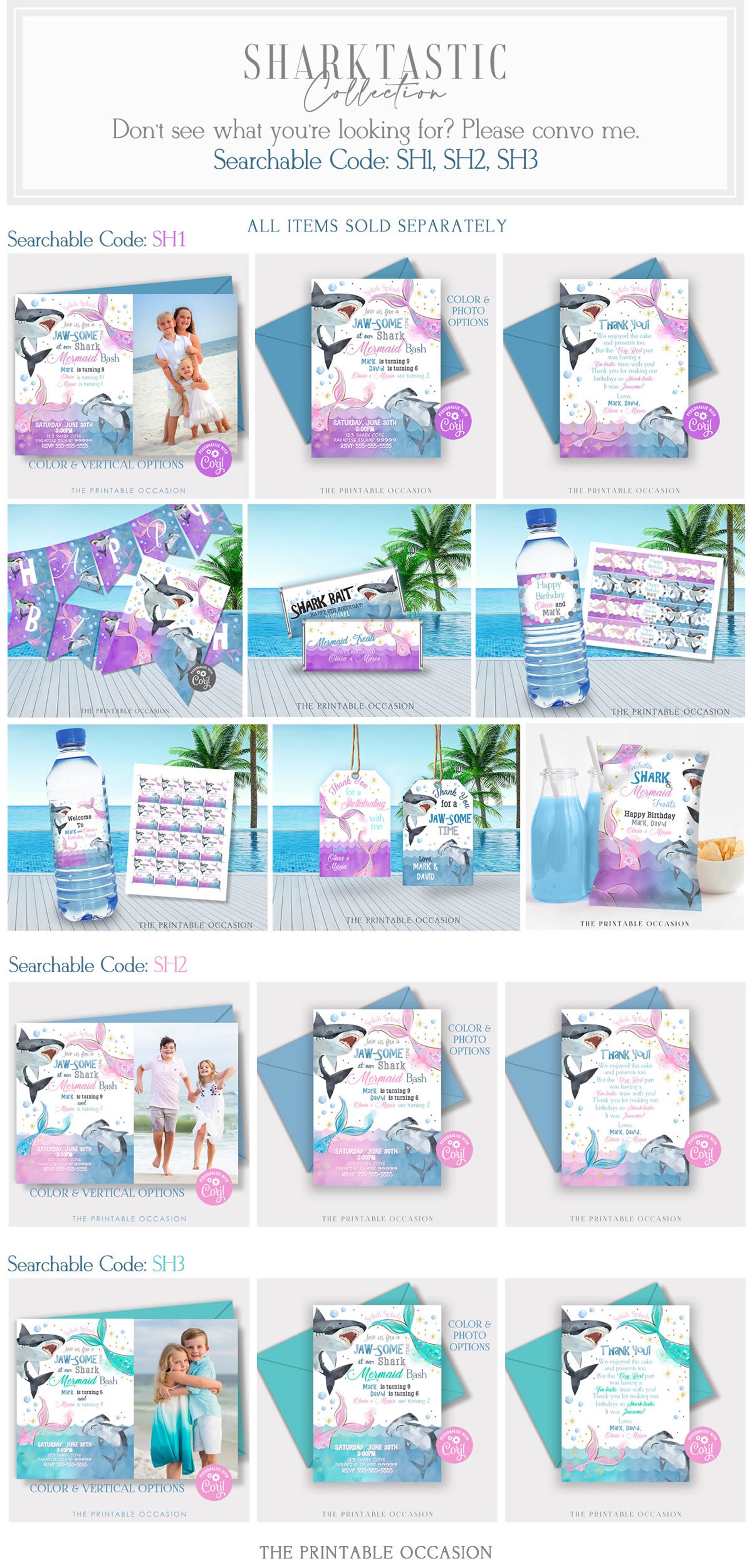 EDITABLE Sharks and Mermaids Invitation Sharks and Mermaids - Etsy