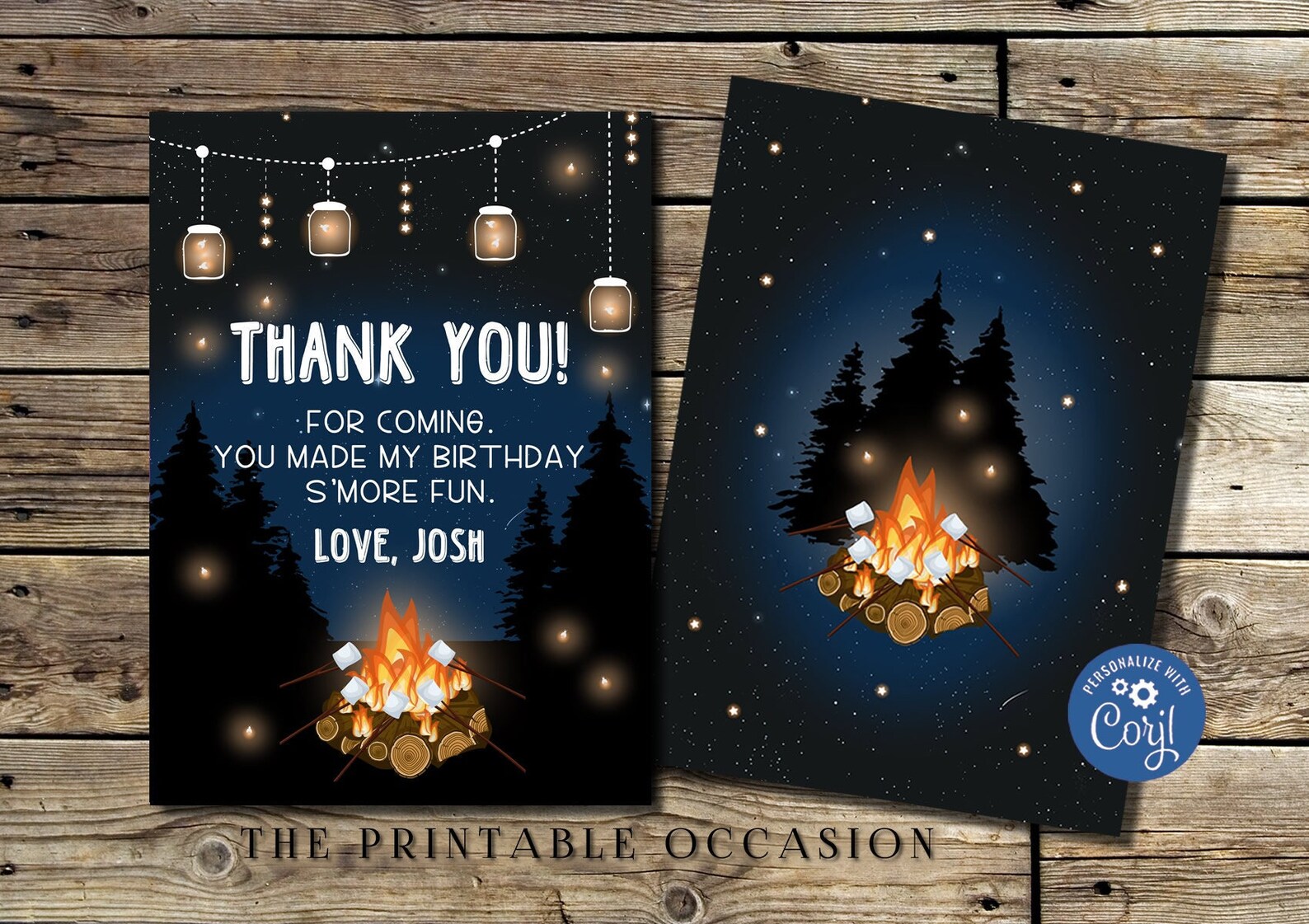 EDITABLE S'mores Birthday Thank You Card S'mores - Etsy
