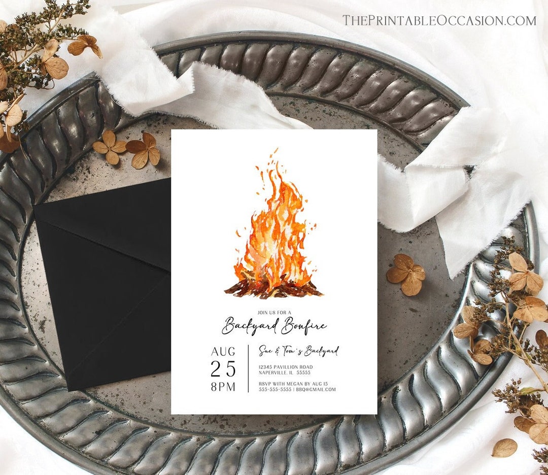 Bonfire Party Invitation Template Bonfire Birthday Party - Etsy