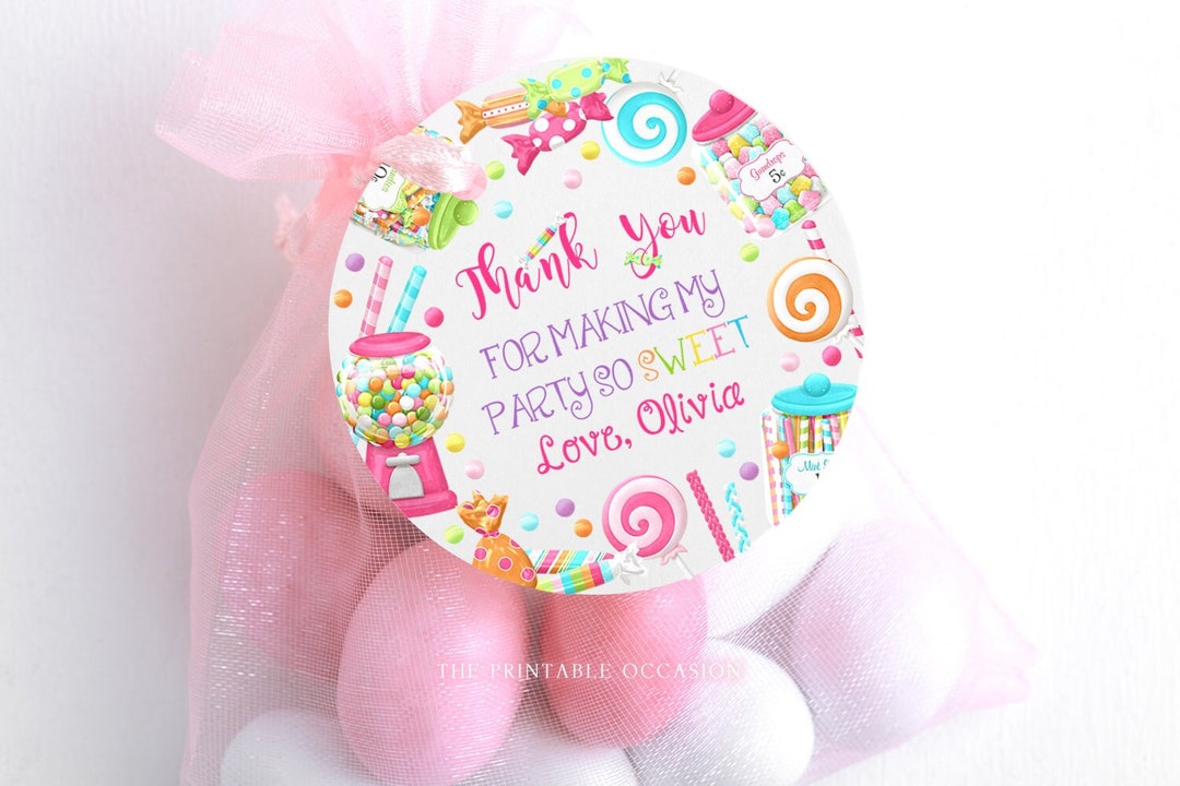 Printable Sweet Shoppe Birthday Gift Tags Template, Editable Sweet ...