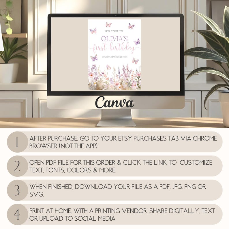 Butterfly Welcome Sign Template Printable Flowers and Butterflies ...