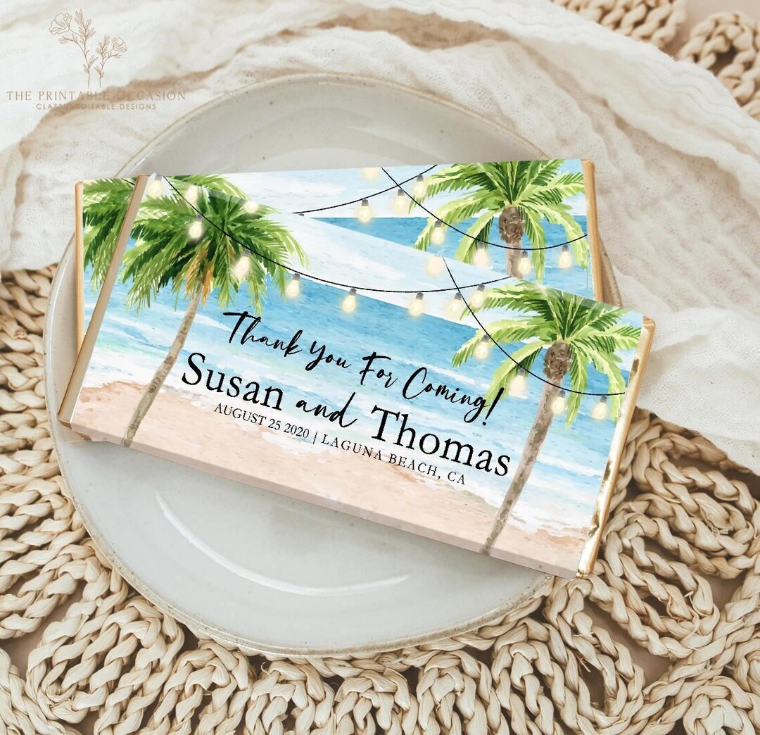 Beach Party Candy Bar Wrappers Template Editable Beach Candy Bar Labels ...
