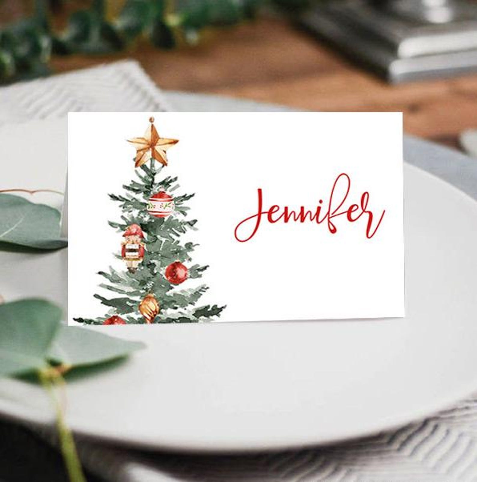 Christmas Place Card Template Holiday Name Card Christmas Party Seating ...