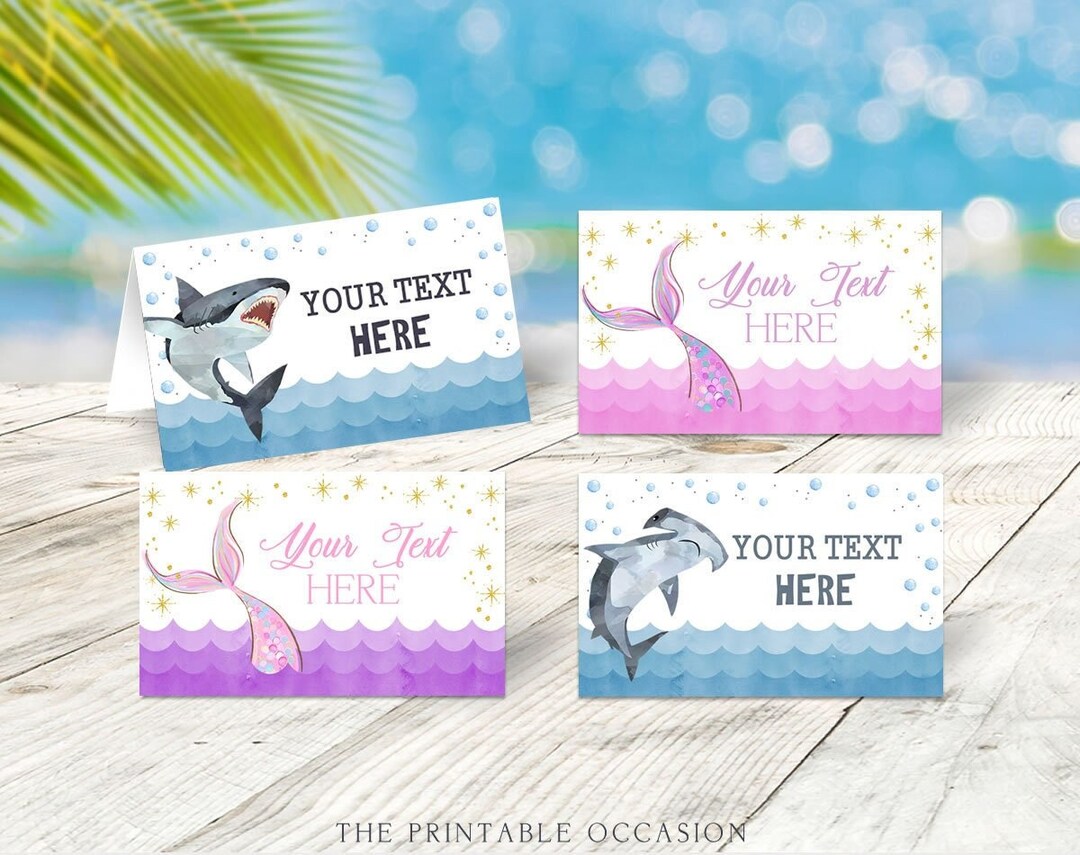 EDITABLE Shark and Mermaid Food Tents Printable Sharks and Mermaids ...