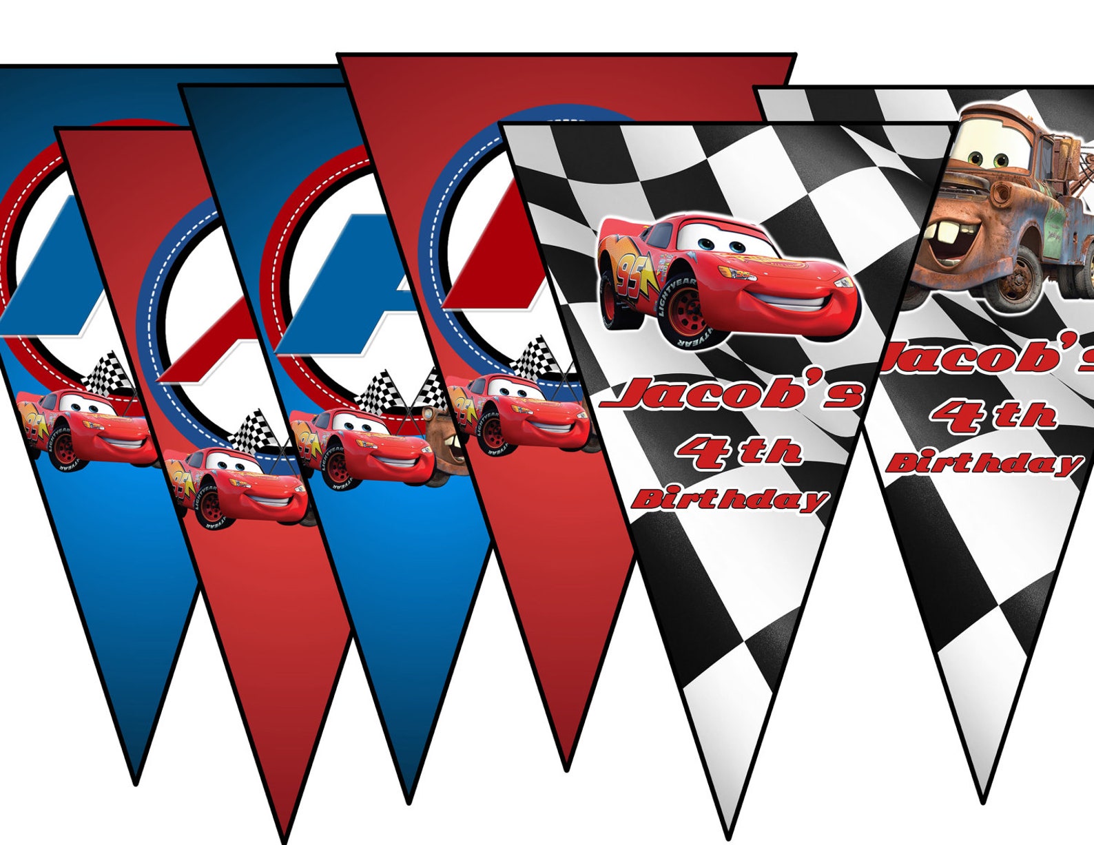 Disney CARS 2 Pennant Banner Flags for Cars Birthday Party | Etsy