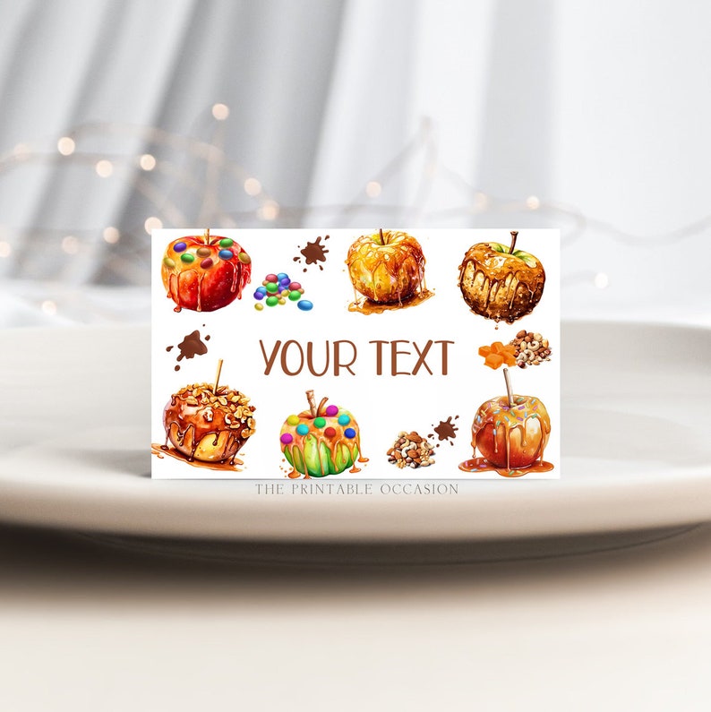 Editable Caramel Apple Food Tent Candy Apple Food Label Caramel Apple ...