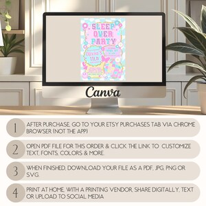 Editable Sleepover Birthday Invitation Preppy Tween Teen Varsity ...