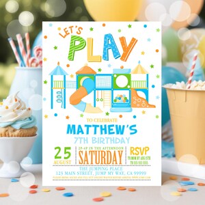 Playground Birthday Party Invitation Editable Boy Let's Play Jungle Gym ...